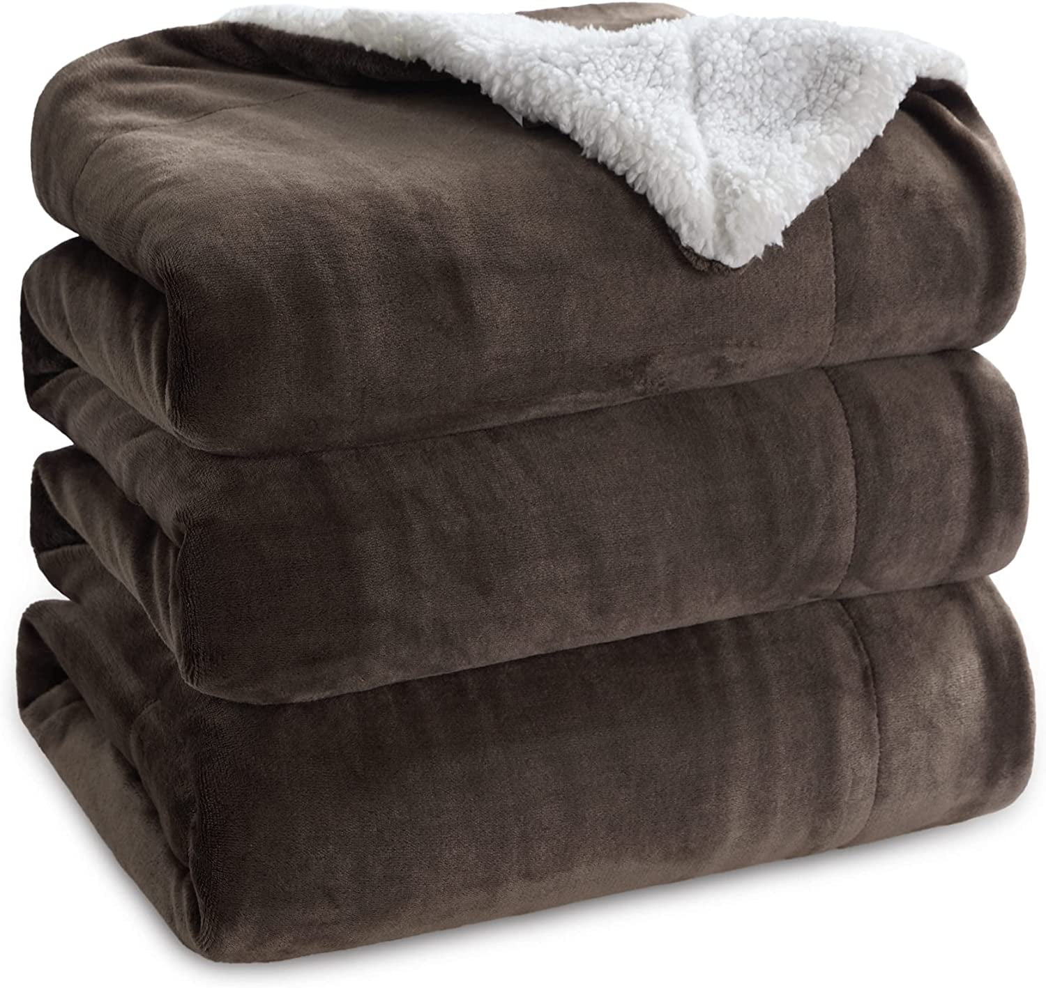 Cozy Comfort Sherpa Fleece King Blanket Brown - Thick Warm Blankets ...
