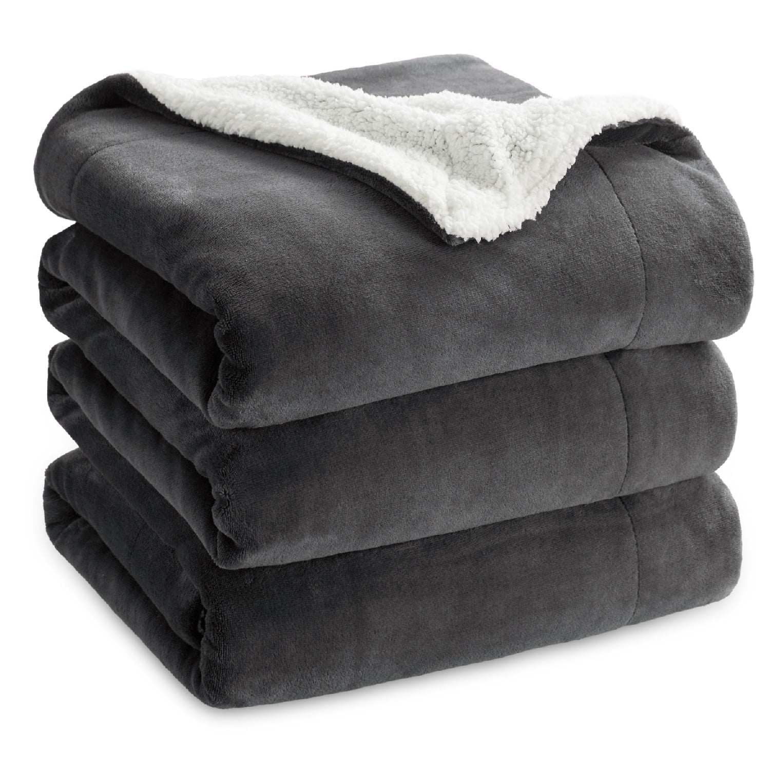 Cozy Comfort Sherpa Fleece King Blanket Charcoal - Thick Warm Blankets ...