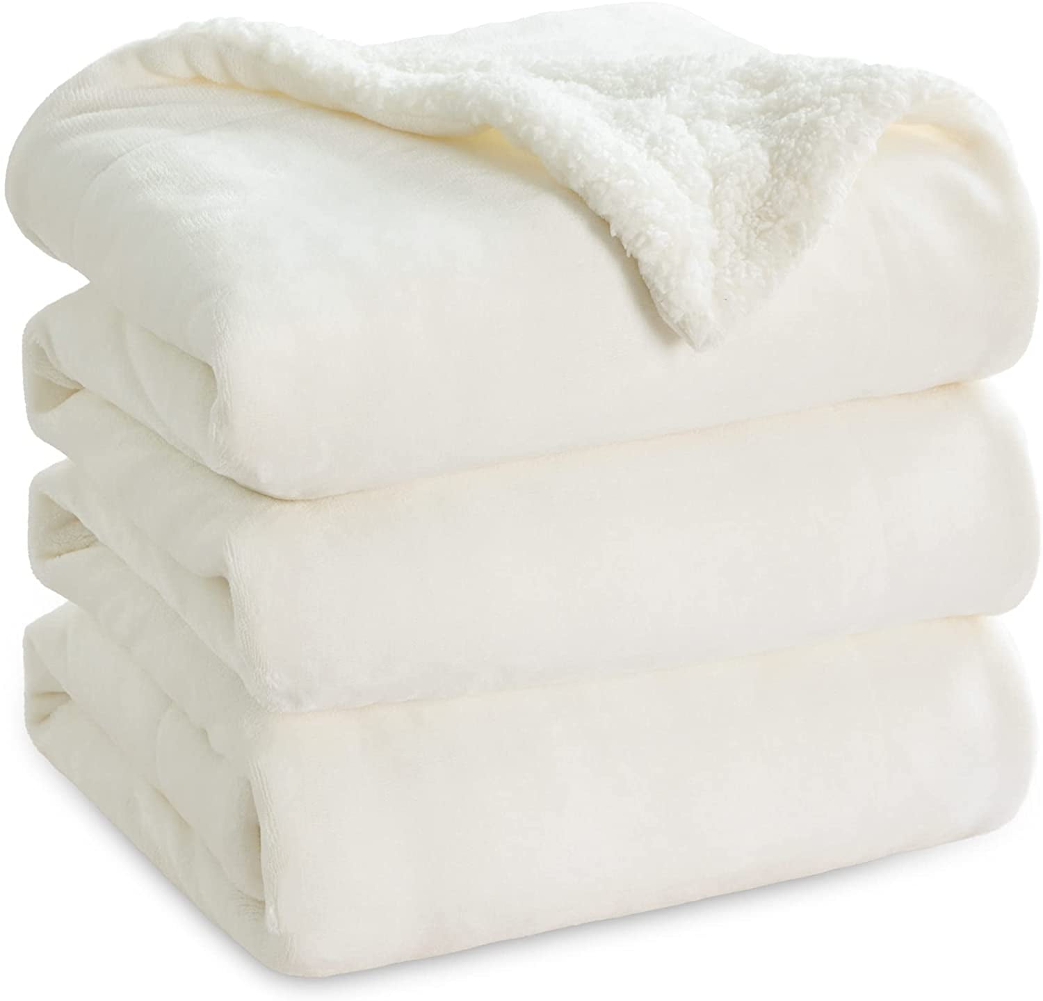Cozy Comfort Sherpa Fleece King Blanket Cream - Thick and Warm Blankets ...