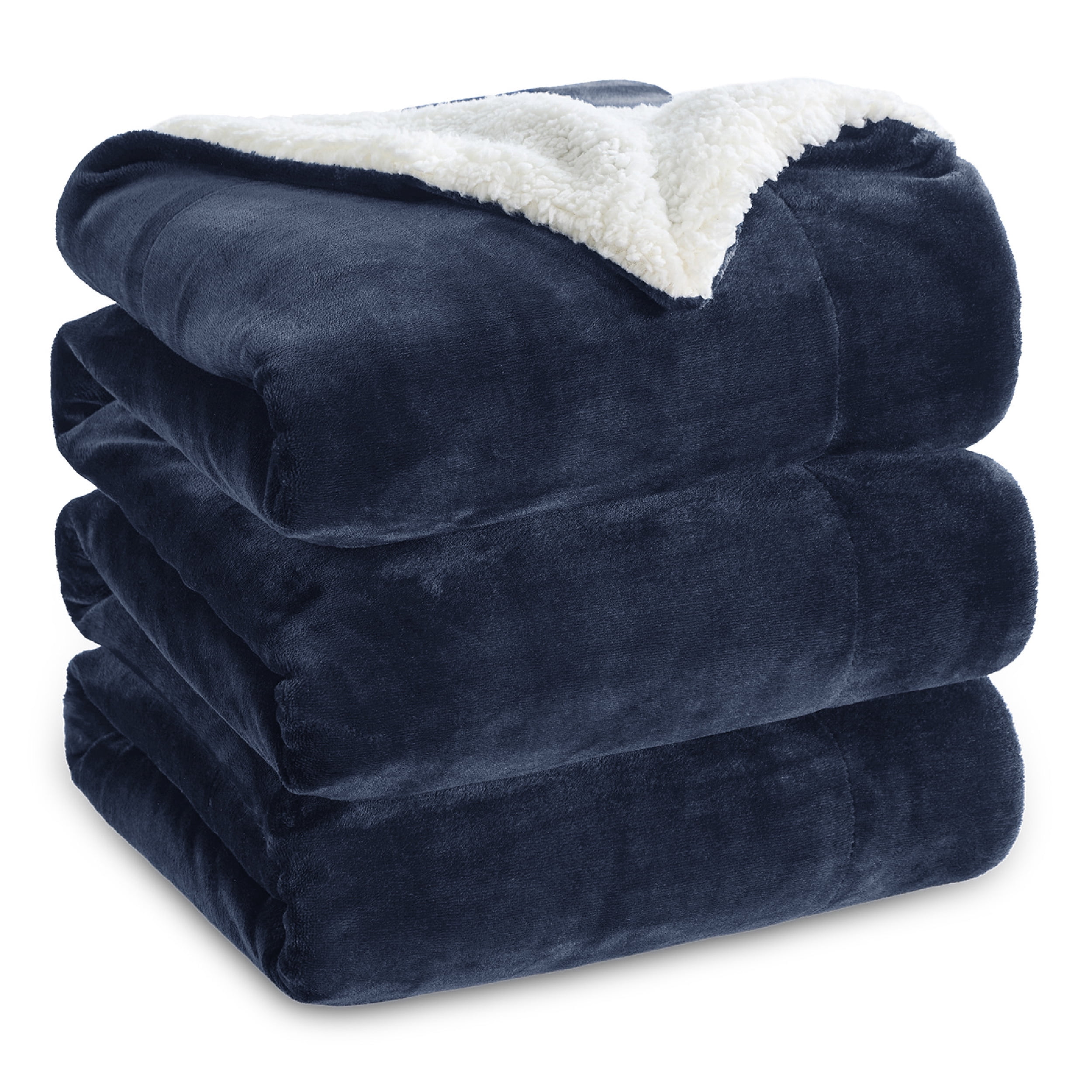 U by Bedsure Sherpa Fleece Queen Size Blankets Navy - Thick and Warm ...