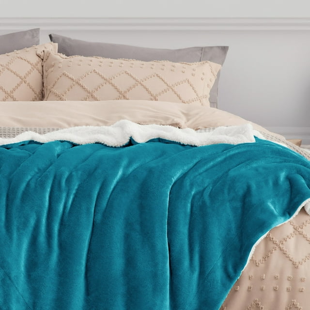 Cozy Comfort Sherpa Fleece Throw Blanket Teal - Thick and Warm Blankets ...
