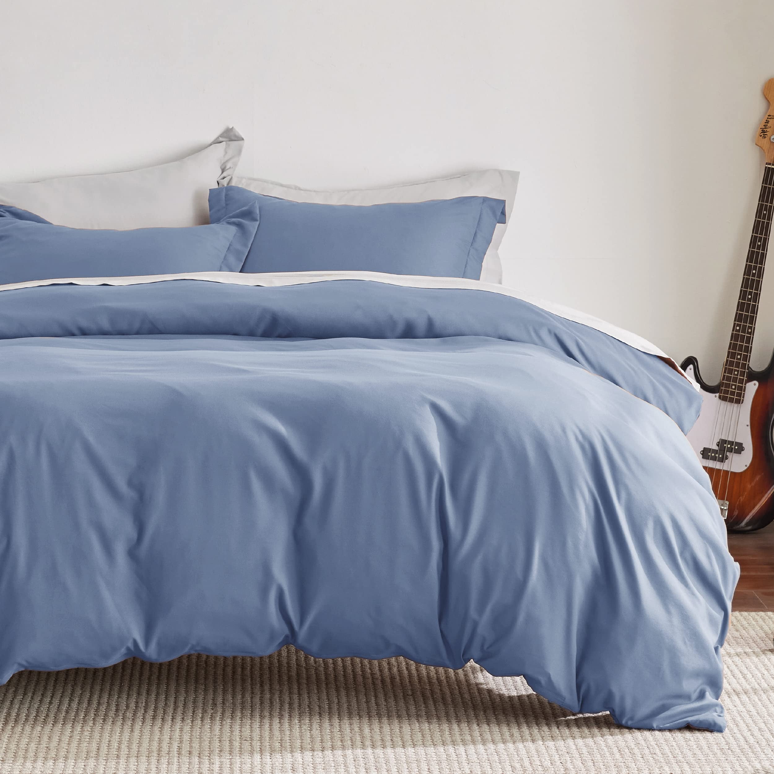 Cozy Comfort Slate Blue Duvet Cover Full Size - Soft Double Brushed ...