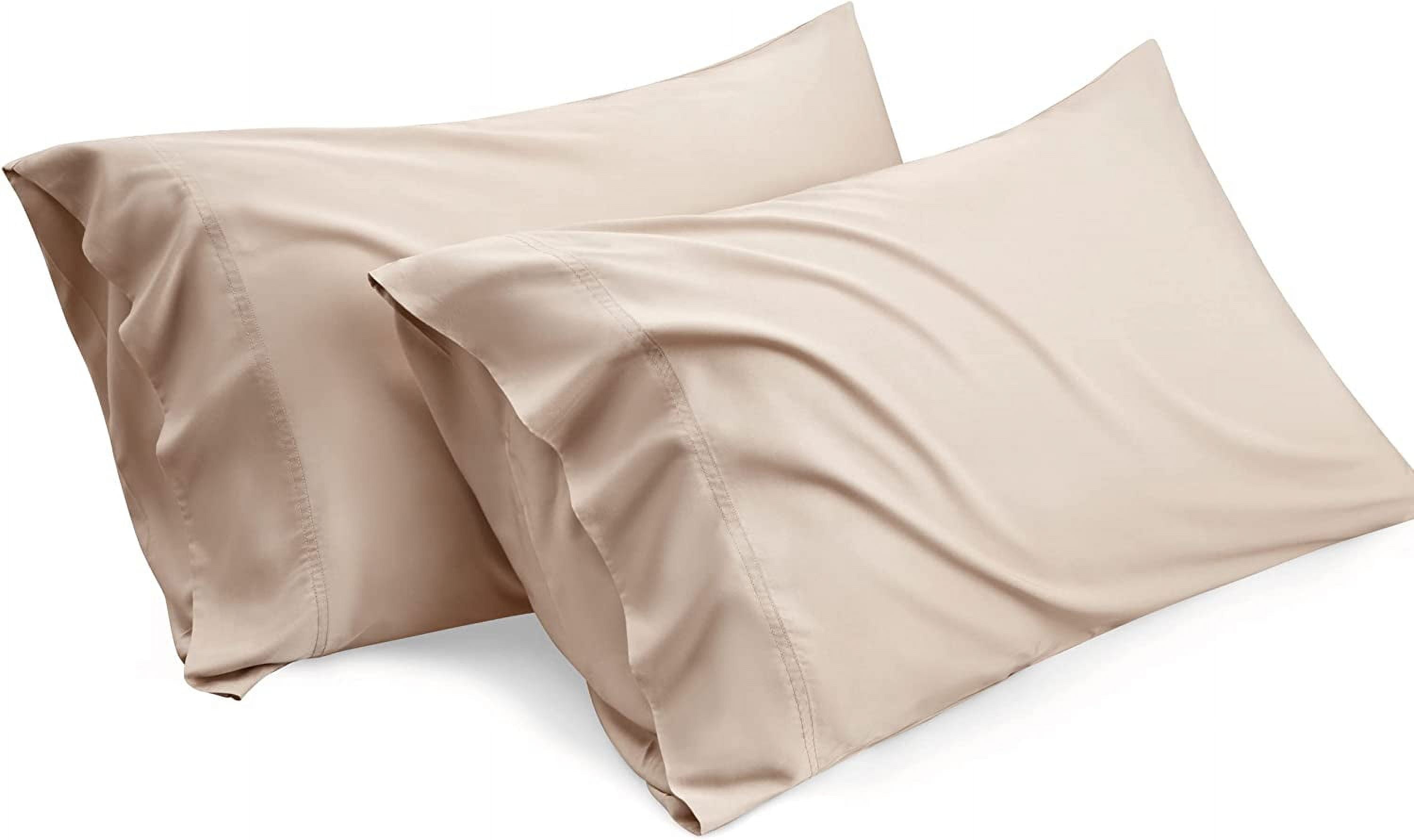 Bedsure Standard Cooling Pillow Cases - Bamboo Rayon, Beige Set of 2 ...