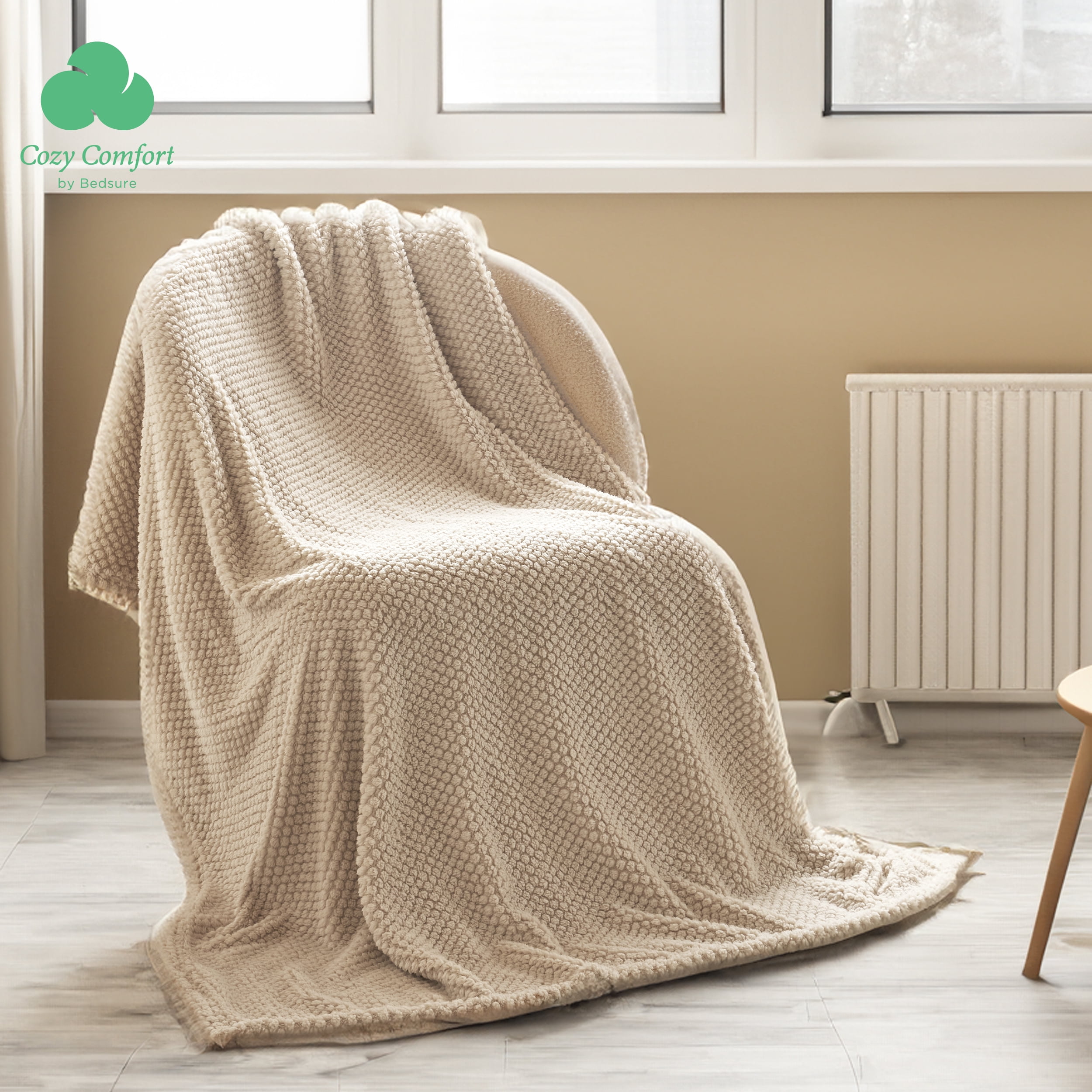Cozy Comfort Throw Blanket for Couch - Super Soft Cozy, Natural, 50x60 ...