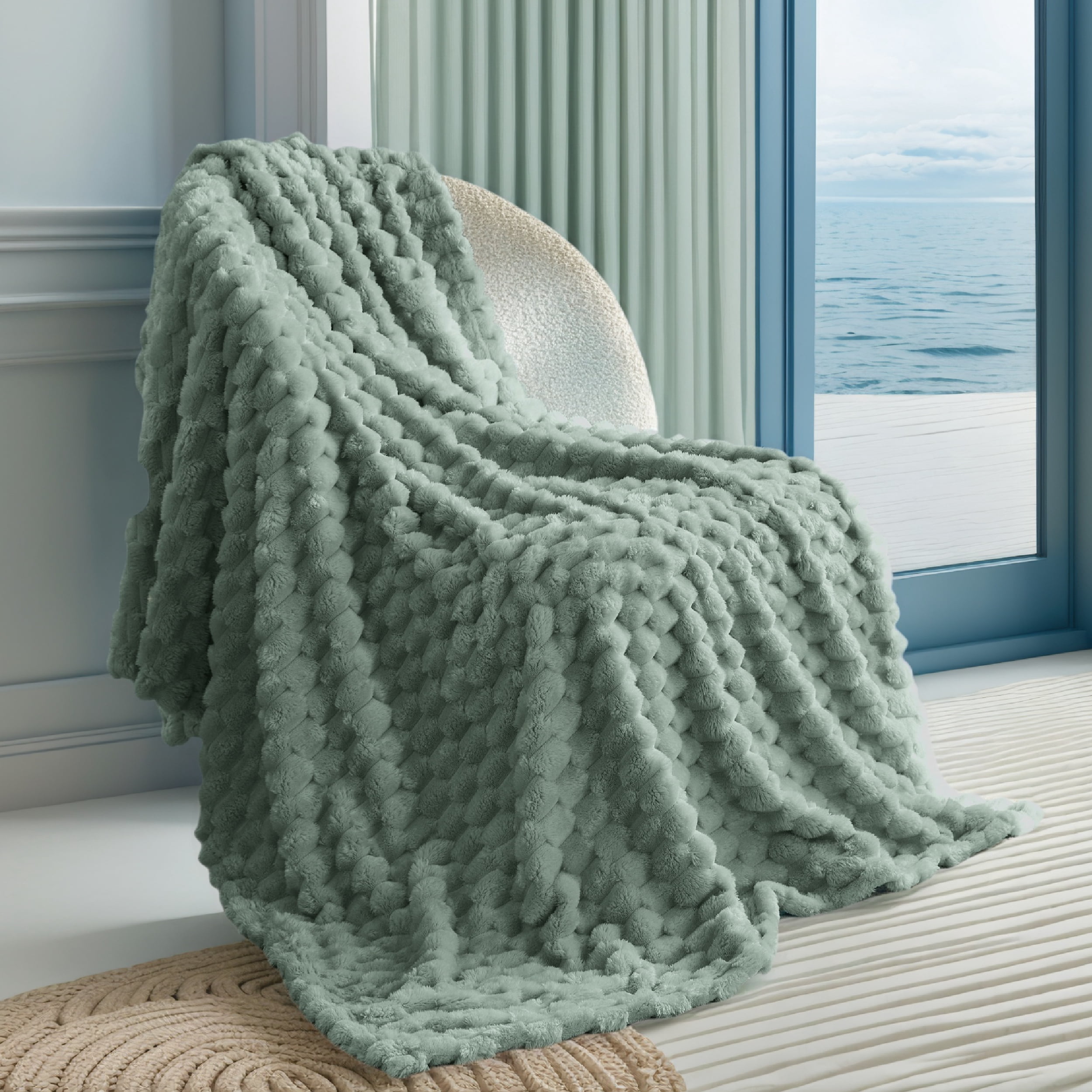 Cozy Comfort Throw Blanket for Women, Sage Green Brown Soft Cute Small ...