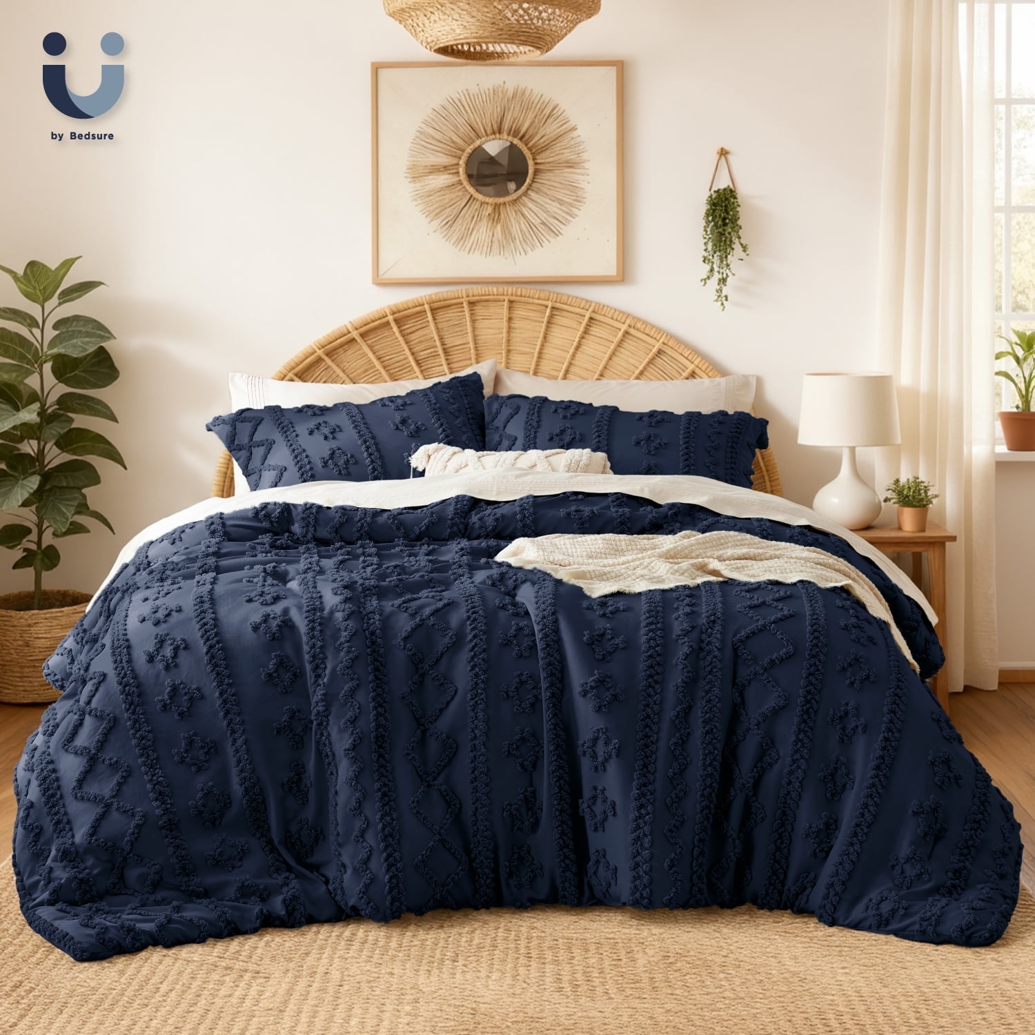 U by Bedsure Tufted Boho Comforter Set, 2 Pieces Farmhouse Shabby Chic ...