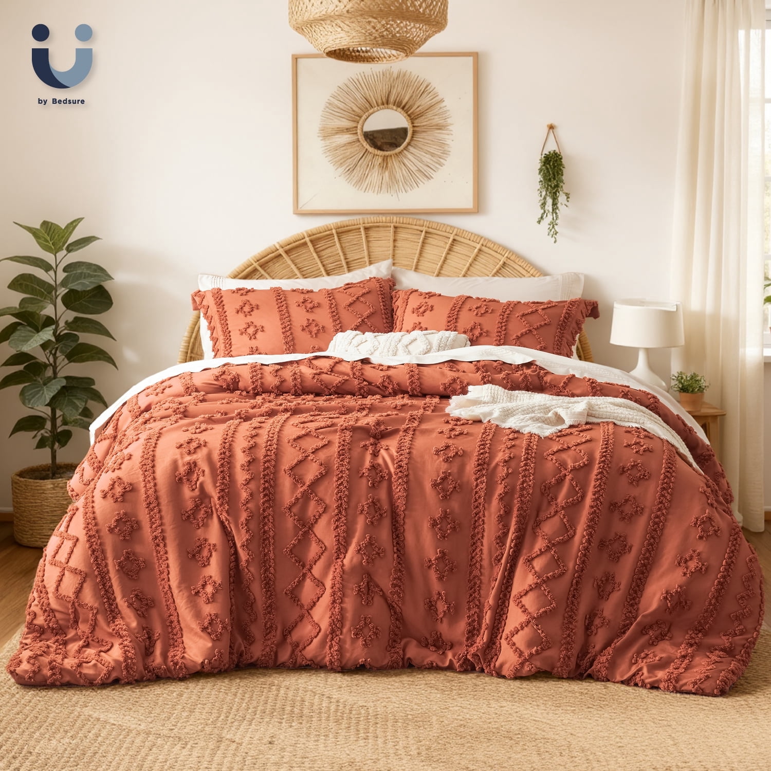 U by Bedsure Tufted Boho Comforter Set, 2 Pieces Farmhouse Shabby Chic ...