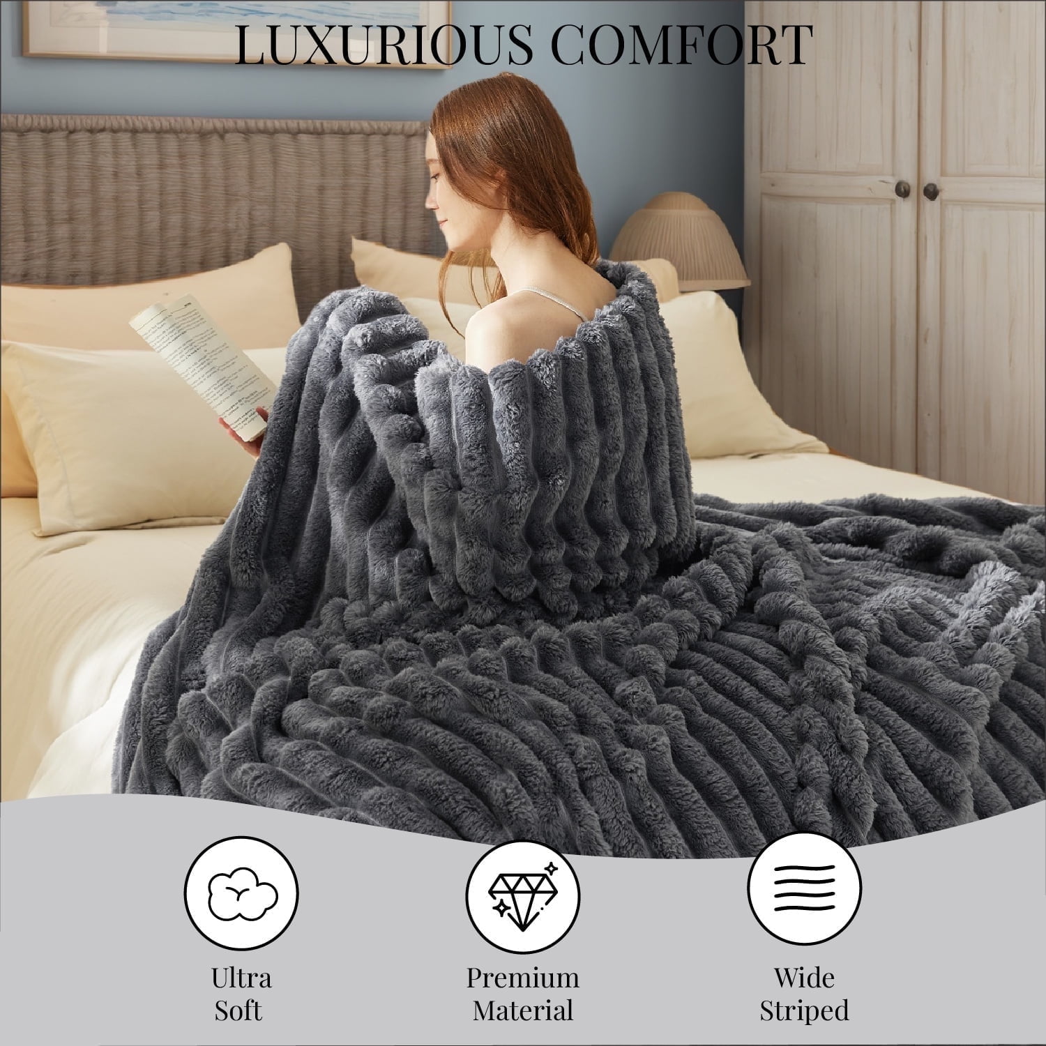 Cozy Comfort Twin Blanket for Couch, Wider Striped Cute Small Fleece ...