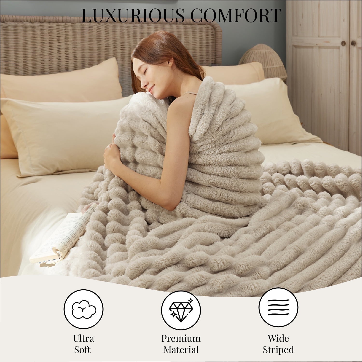 Cozy Comfort Twin Blanket for Couch, Wider Striped Cute Small Fleece ...