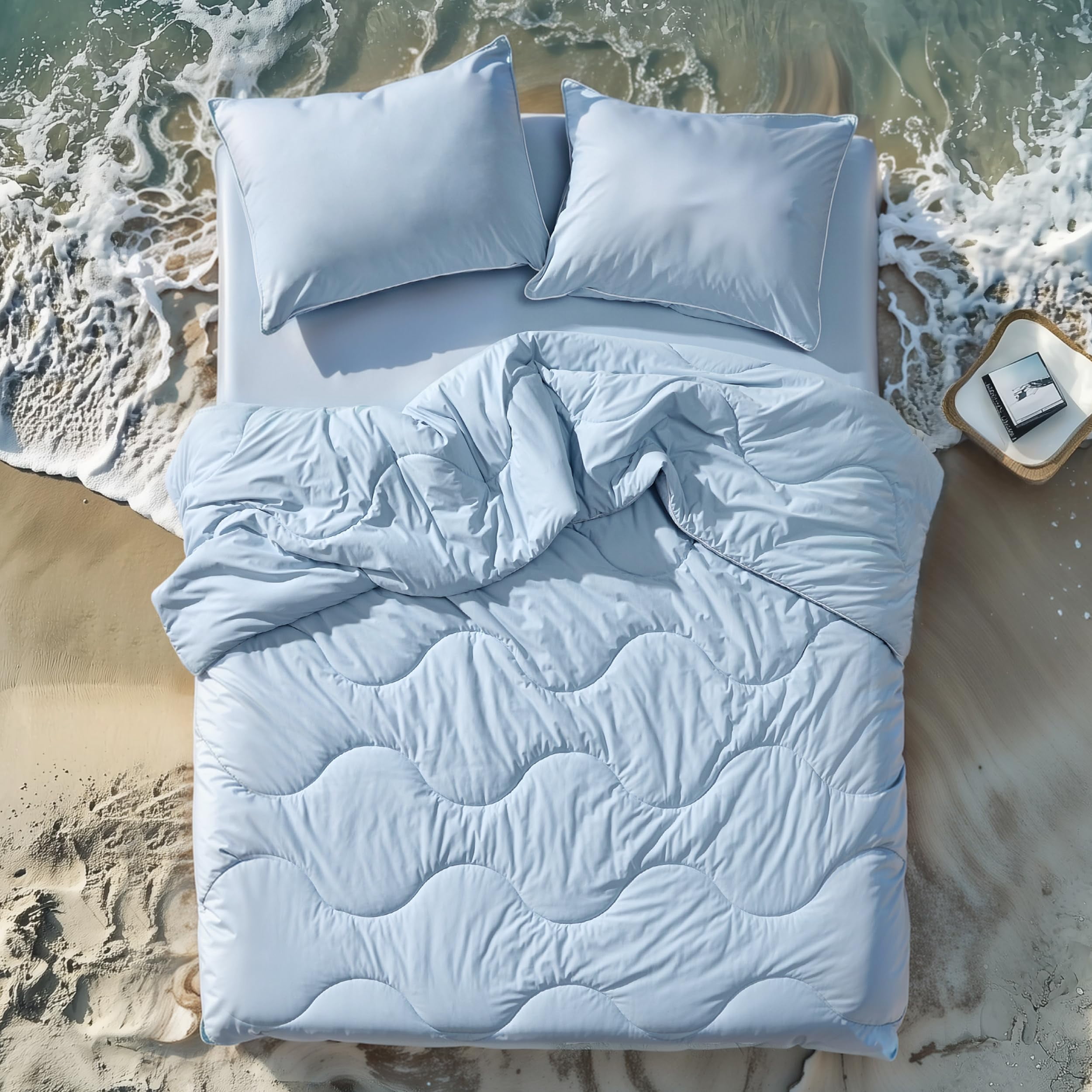 Cozy Comfort Twin/Twin XL Comforter Set - Extra Long Cooling Comforters Blue for Hot Sleepers ...