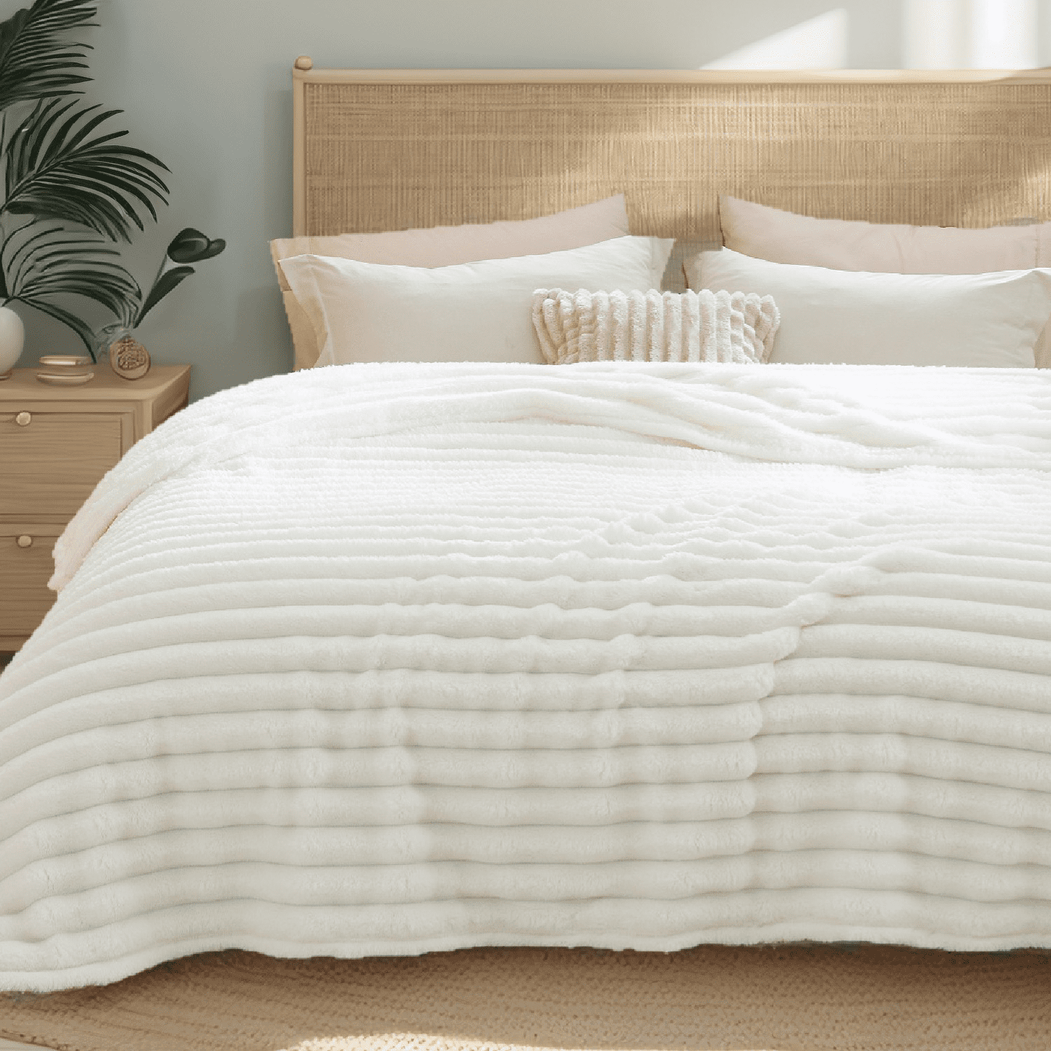 Cozy Comfort White Throw Fleece Blanket for Couch, Super Soft Cute ...