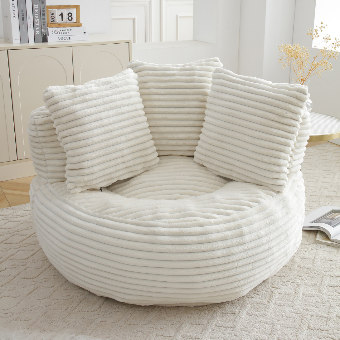 Cozy Corduroy Bean Bag Couch with High-Density Filler - Ergonomic Adult ...