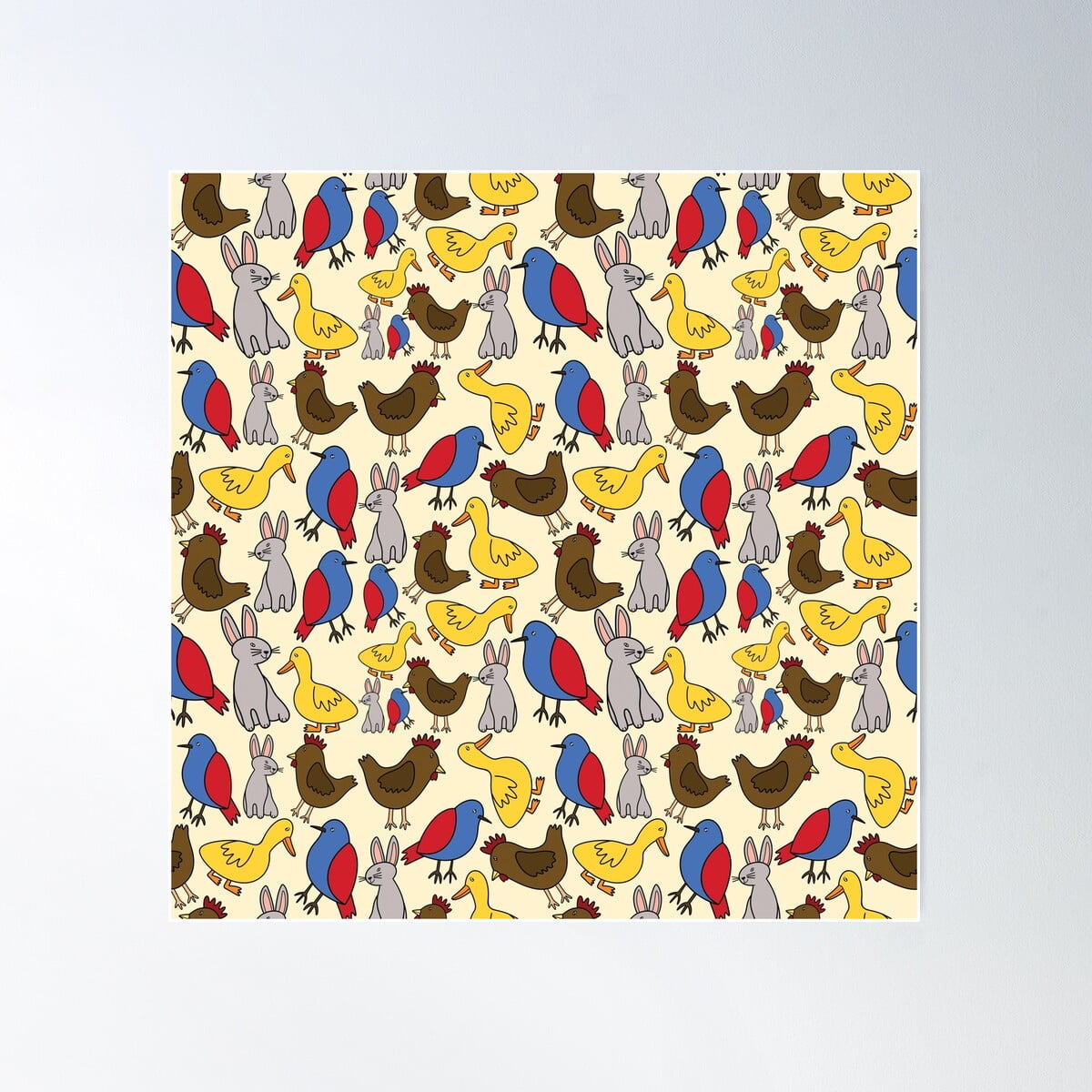 Cozy Cottage Animals Poster Wall Art, Modern Wall Decor For Living Room ...