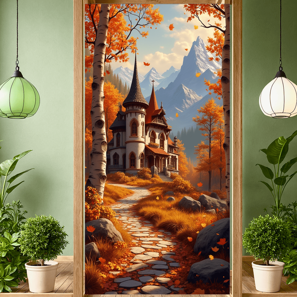 Cozy Cottage Autumn Scenery Fairy Tale Mountain Landscape Banner for ...