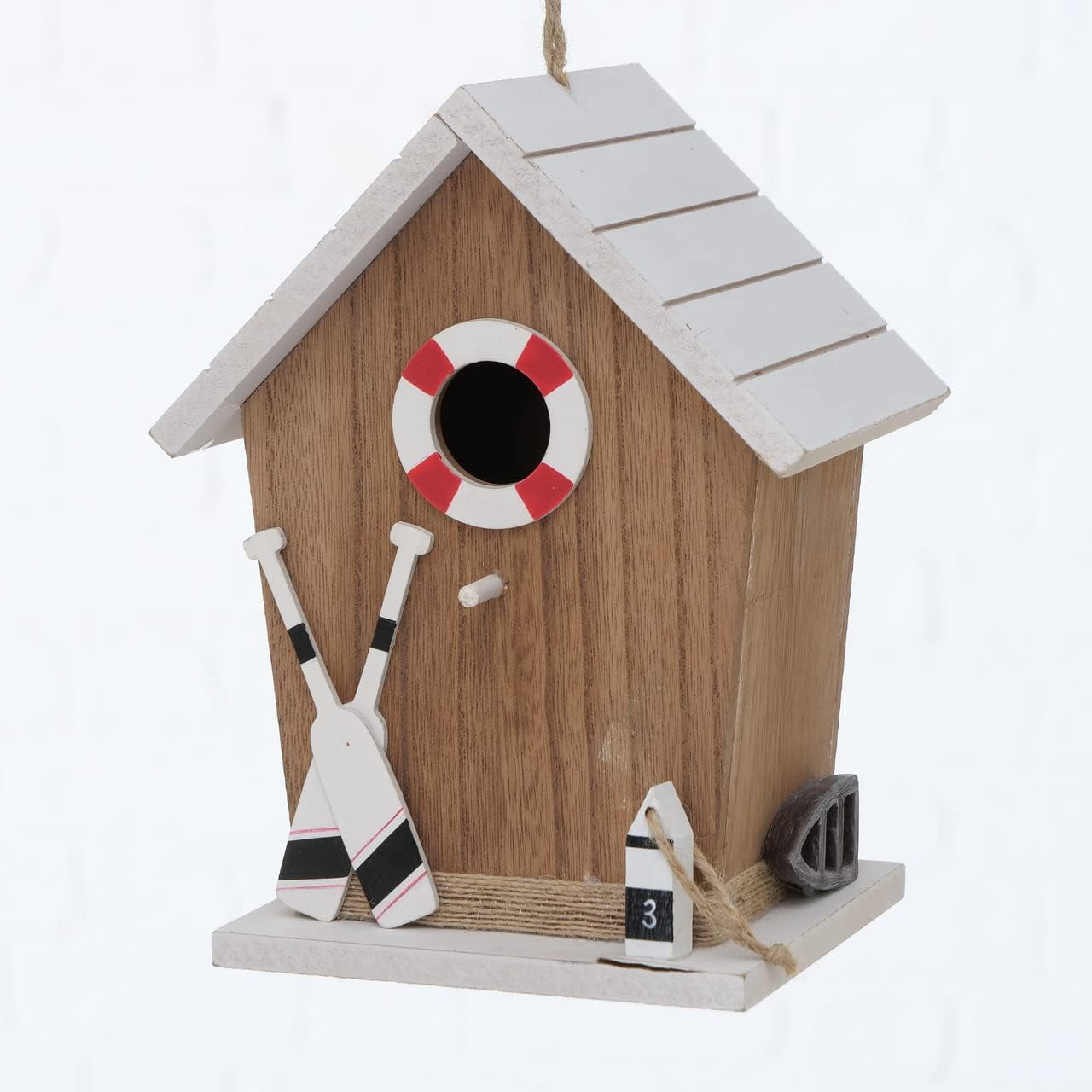 Cozy Cottage Bird House, Beach Themed, Coastal White and Brown, Shiplap ...