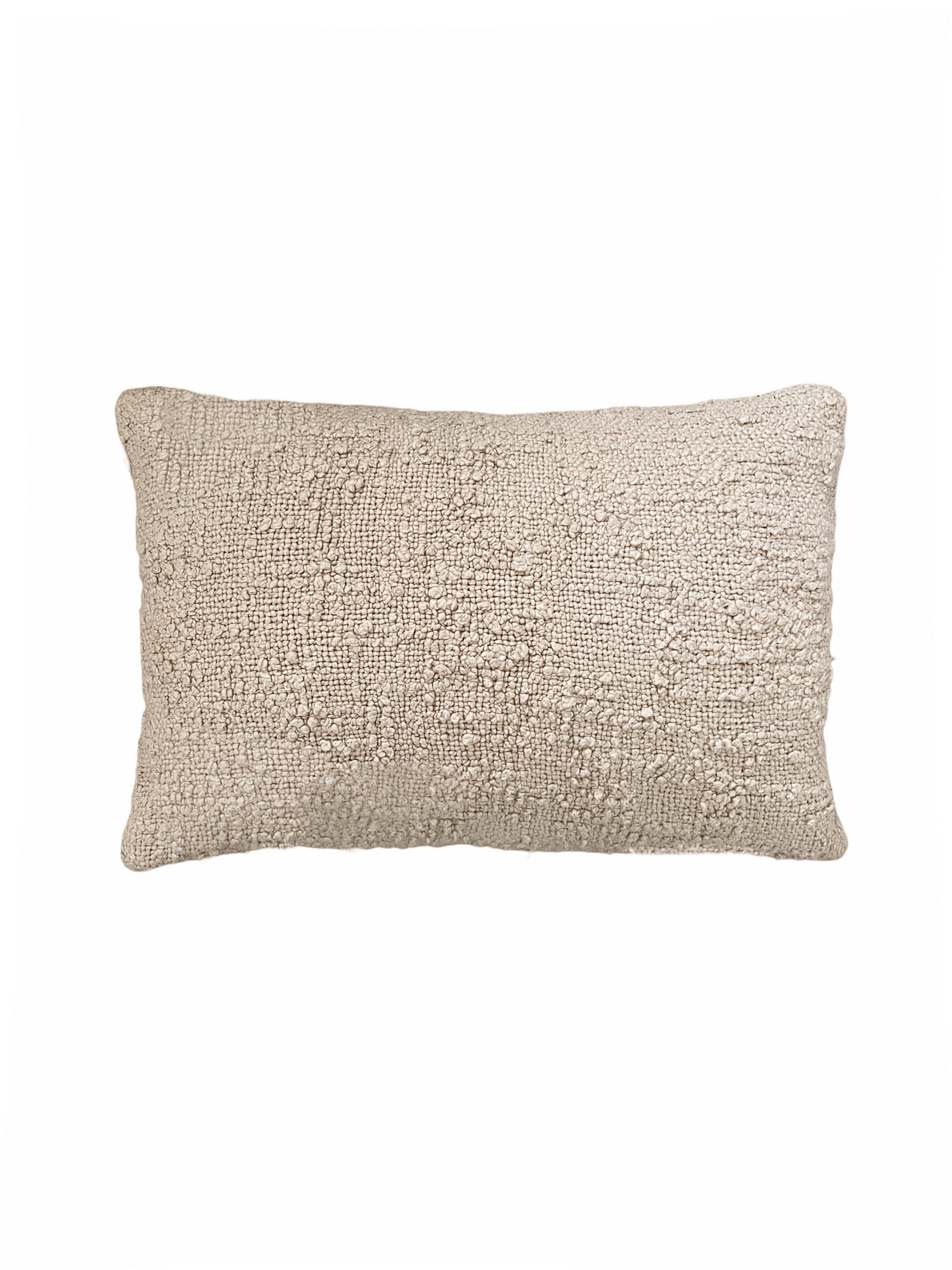 Cozy Cotton Beige Boucle Lumbar Pillow 14x20 14x20 / Down / Beige ...