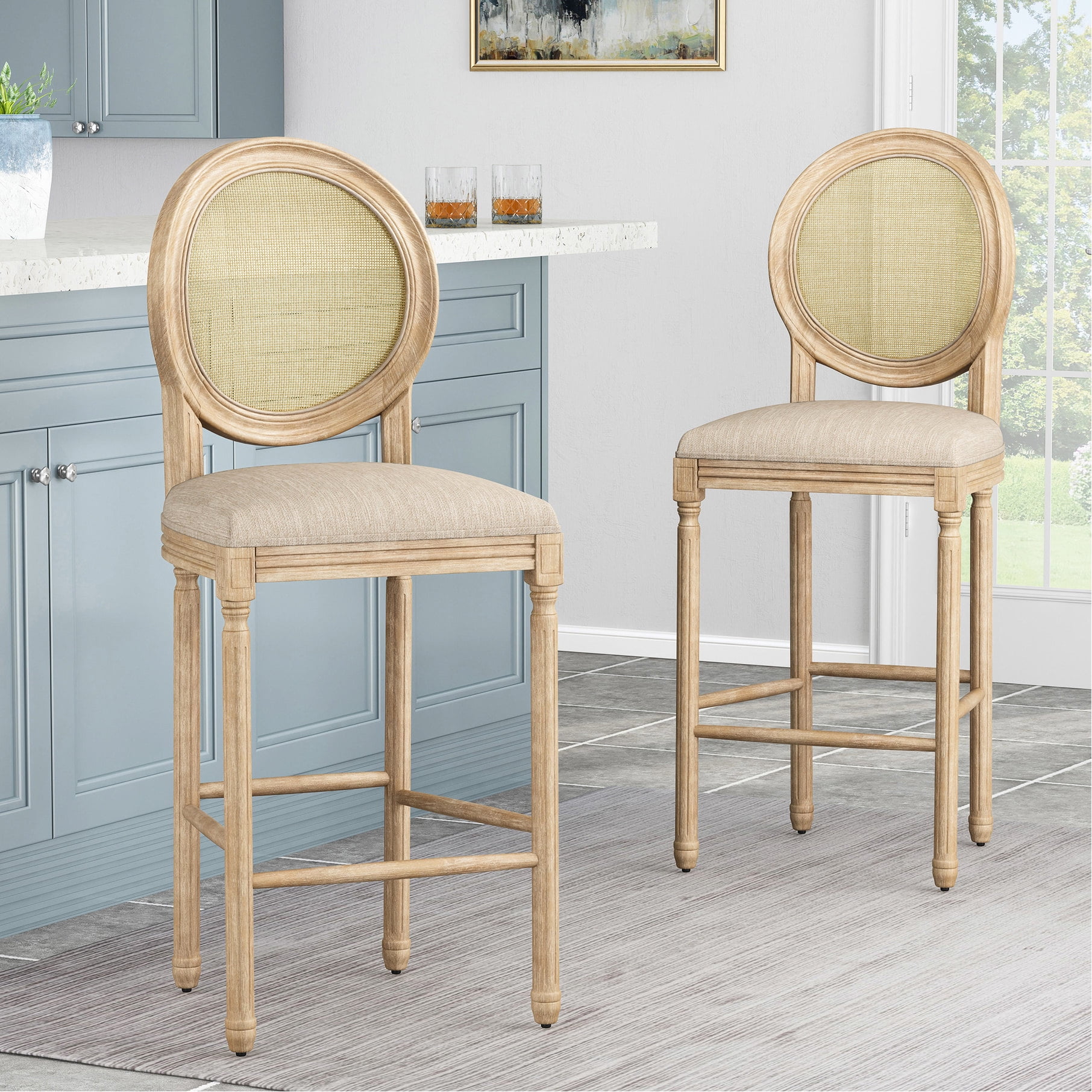 Cozy Country Bar Stools+Intricate Leg Carvings"-"Breakfast Bar Chatting ...