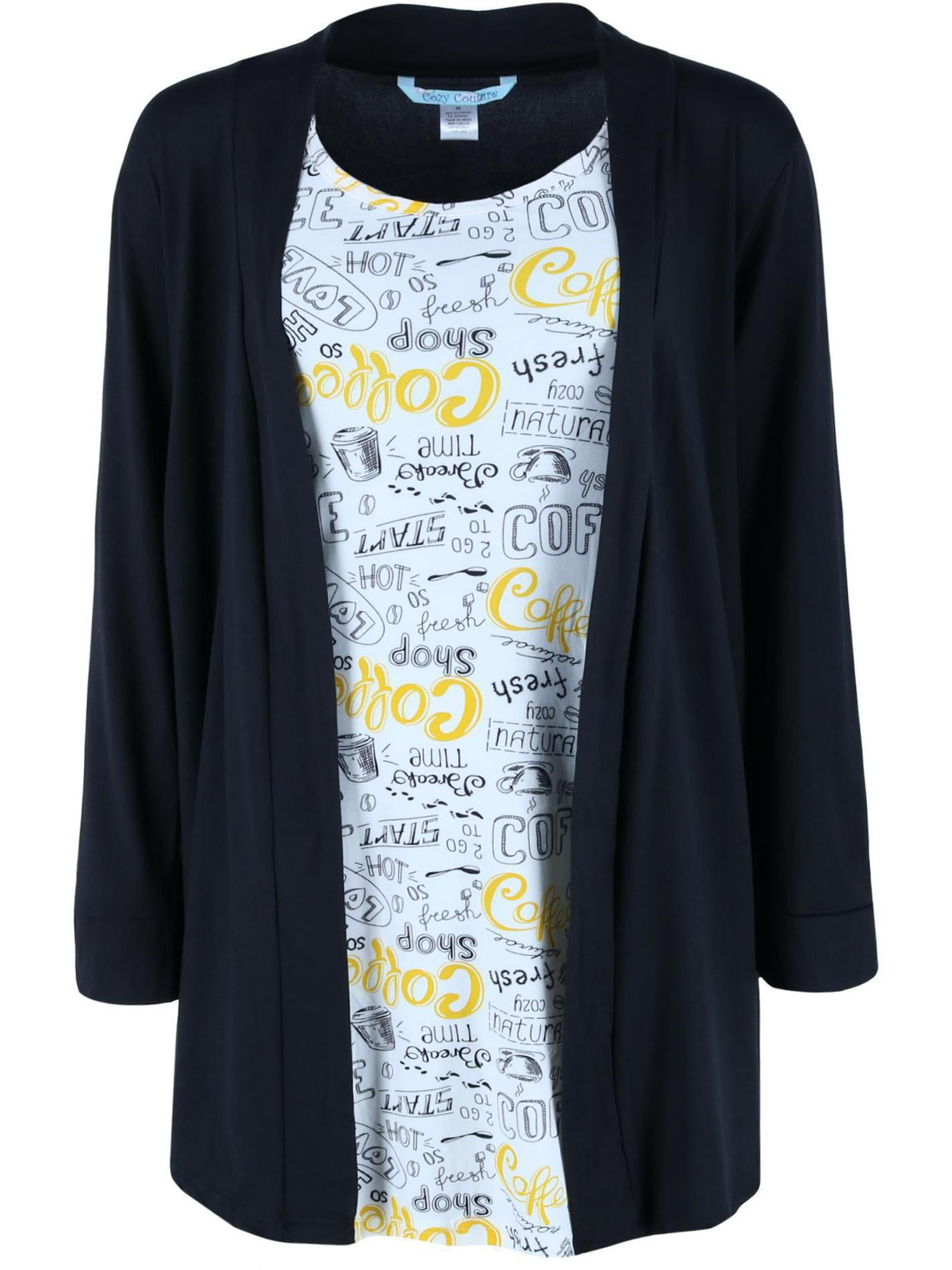 Cozy Couture Coffee Print Gown and Solid Robe Set (Women) - Walmart.com