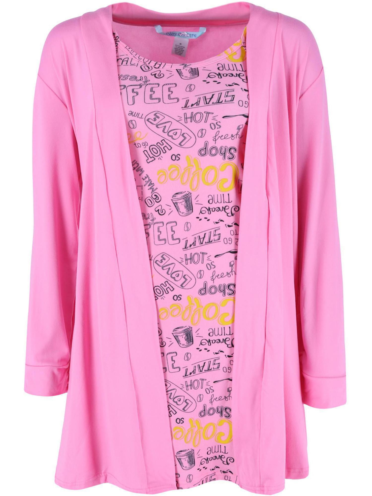 Cozy Couture Coffee Print Gown and Solid Robe Set (Women) - Walmart.com