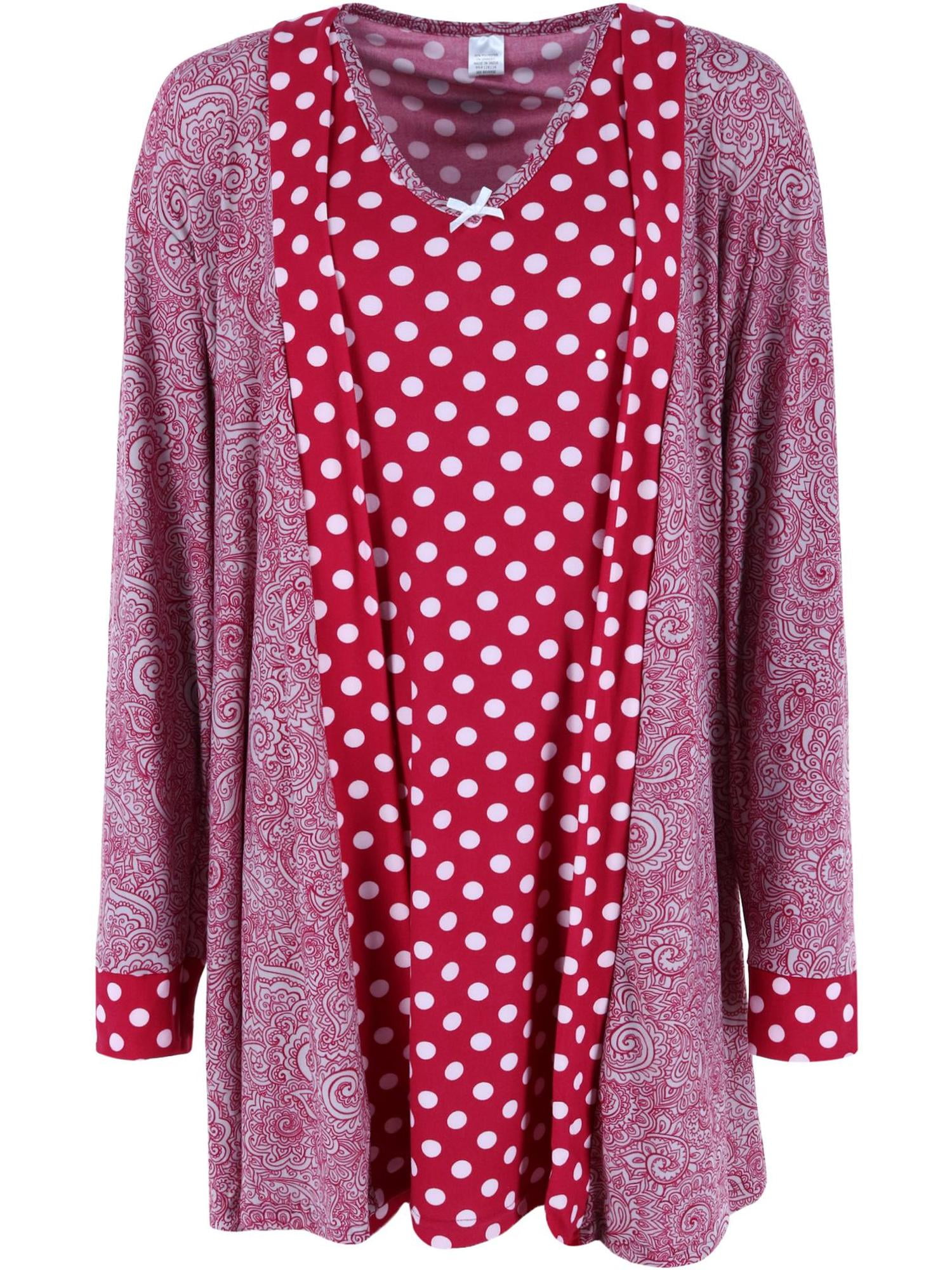 Cozy Couture Polka Dot Gown and Paisley Robe Sleep Set (Women ...