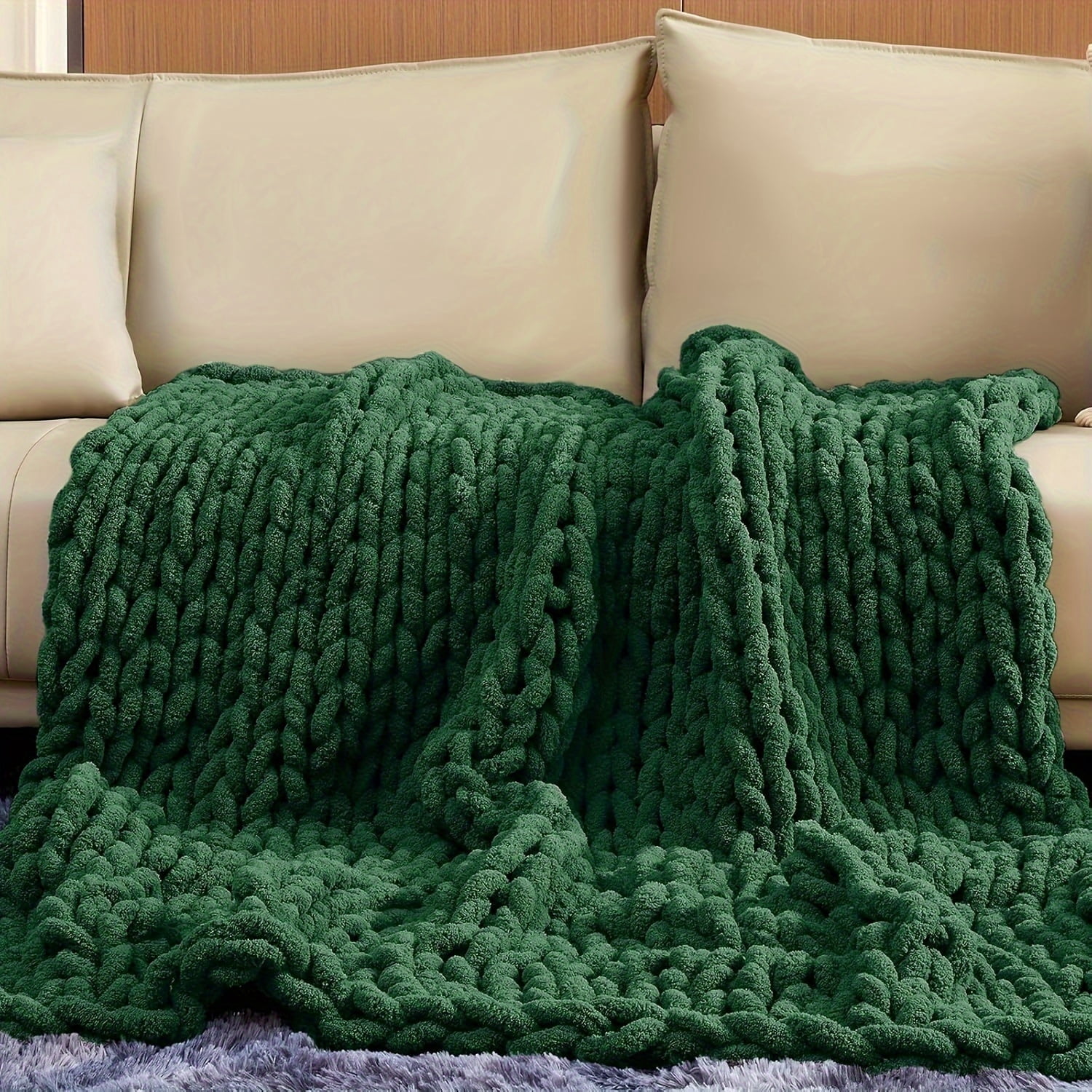 Cozy Cream Cable Knit Throw Blanket - Soft, Fluffy, Handmade, White ...