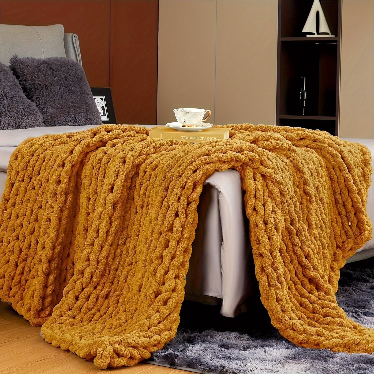 Cozy Cream Cable Knit Throw Blanket - Soft, Fluffy, Handmade, White ...