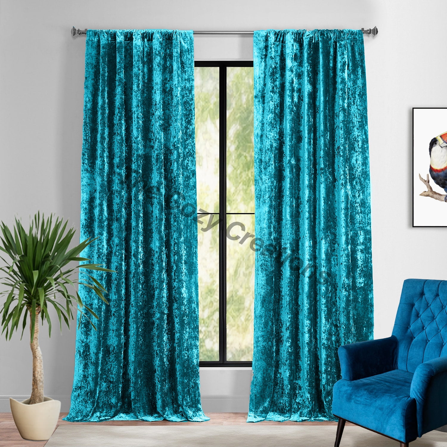 The Cozy Creation Crushed Velvet Curtains 48 Inches Wide - Soft Room ...
