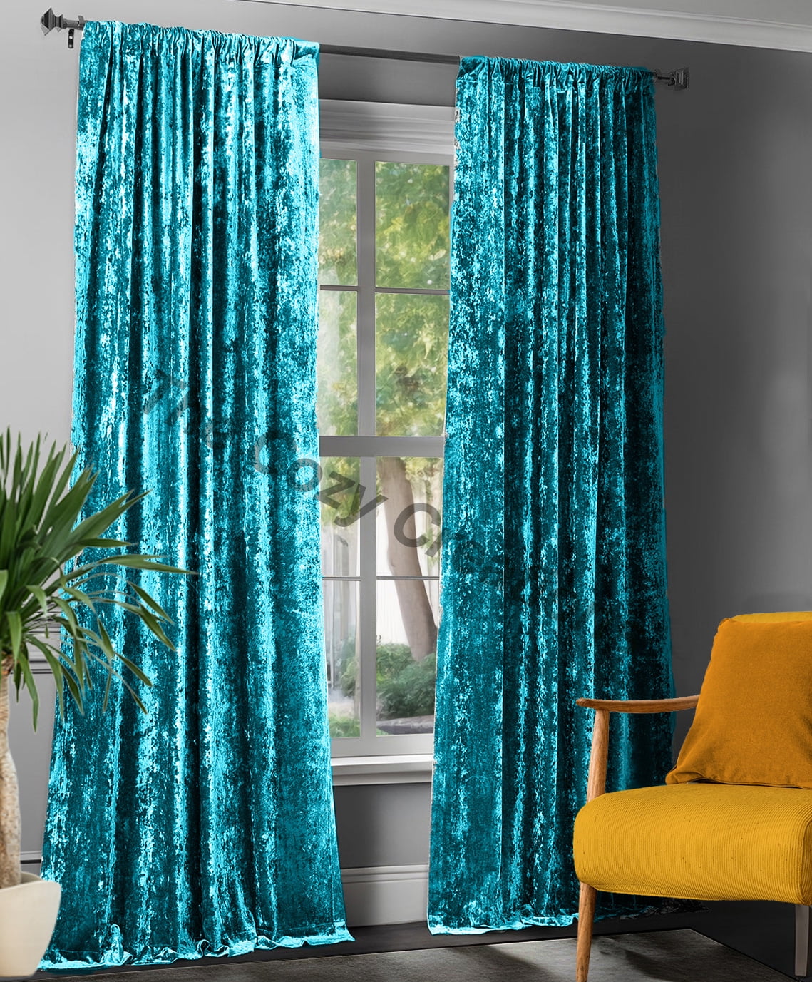 The Cozy Creation Velvet Curtain Panels Heavy Thick Crushed Velvet Rod ...