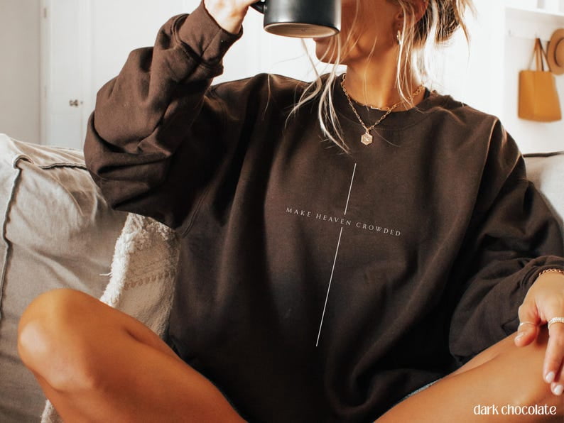 Cozy Dark Chocolate Brown Relaxed Fit Sweatshirt with Inspirational ...