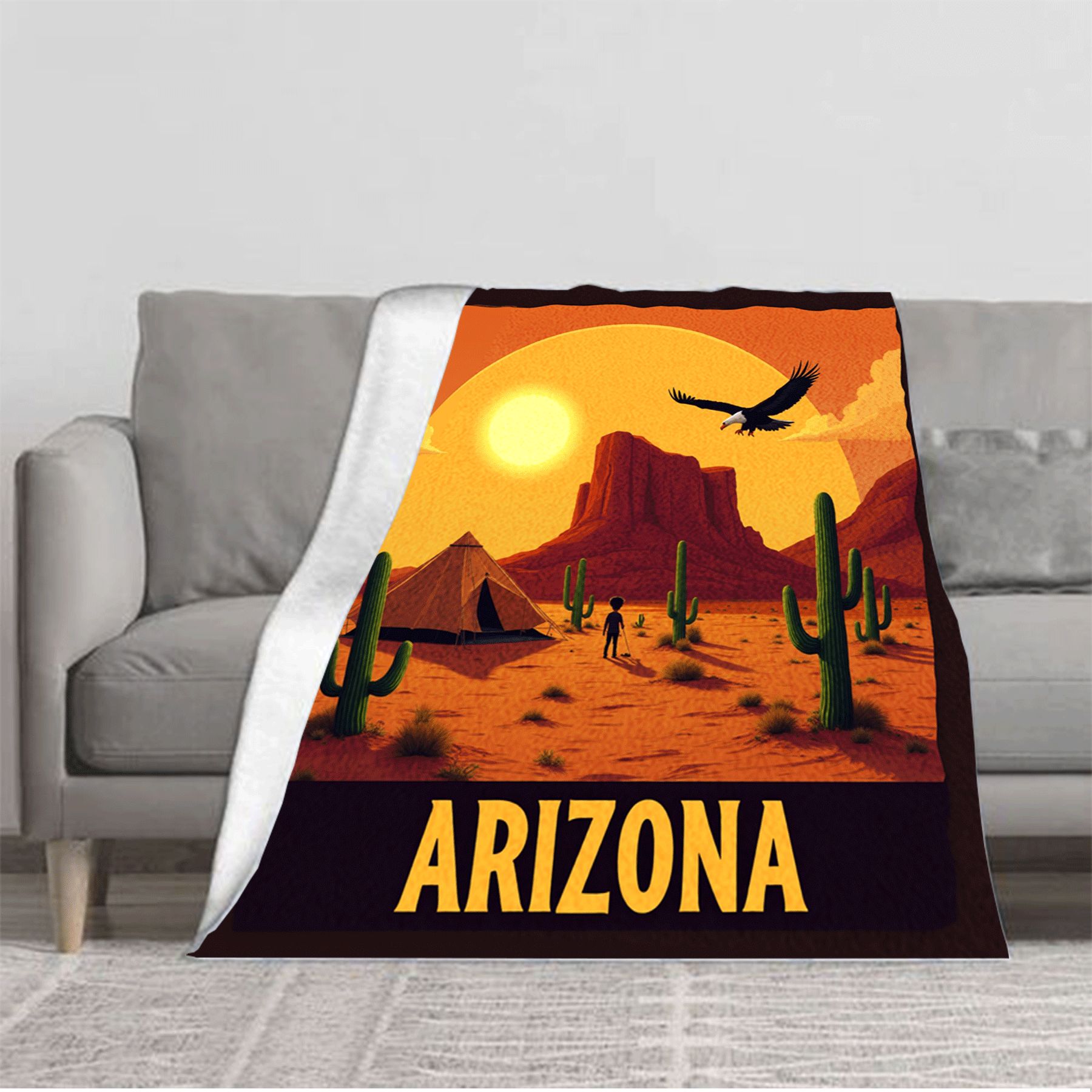 Cozy Desert-Inspired Flannel Blanket - Soft Warm and Durable for Sofa ...