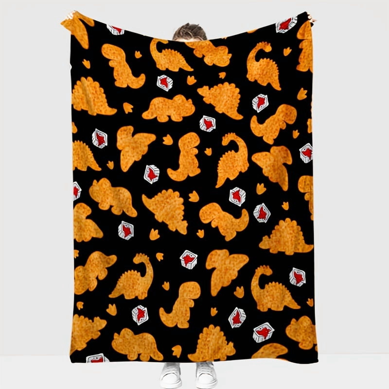 Cozy Dinosaur Chicken Nugget Plush Blanket - Soft, All-Season Flannel ...