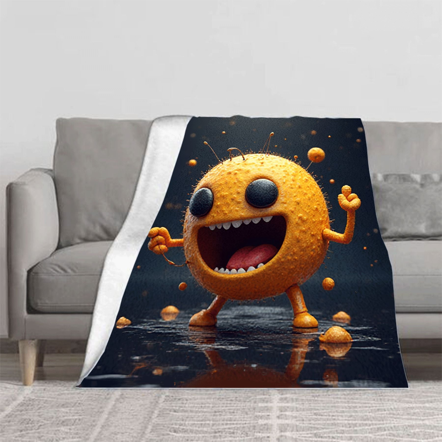 Cozy Durable Soft Flannel Blanket - Vibrant Orange Spiky Character ...