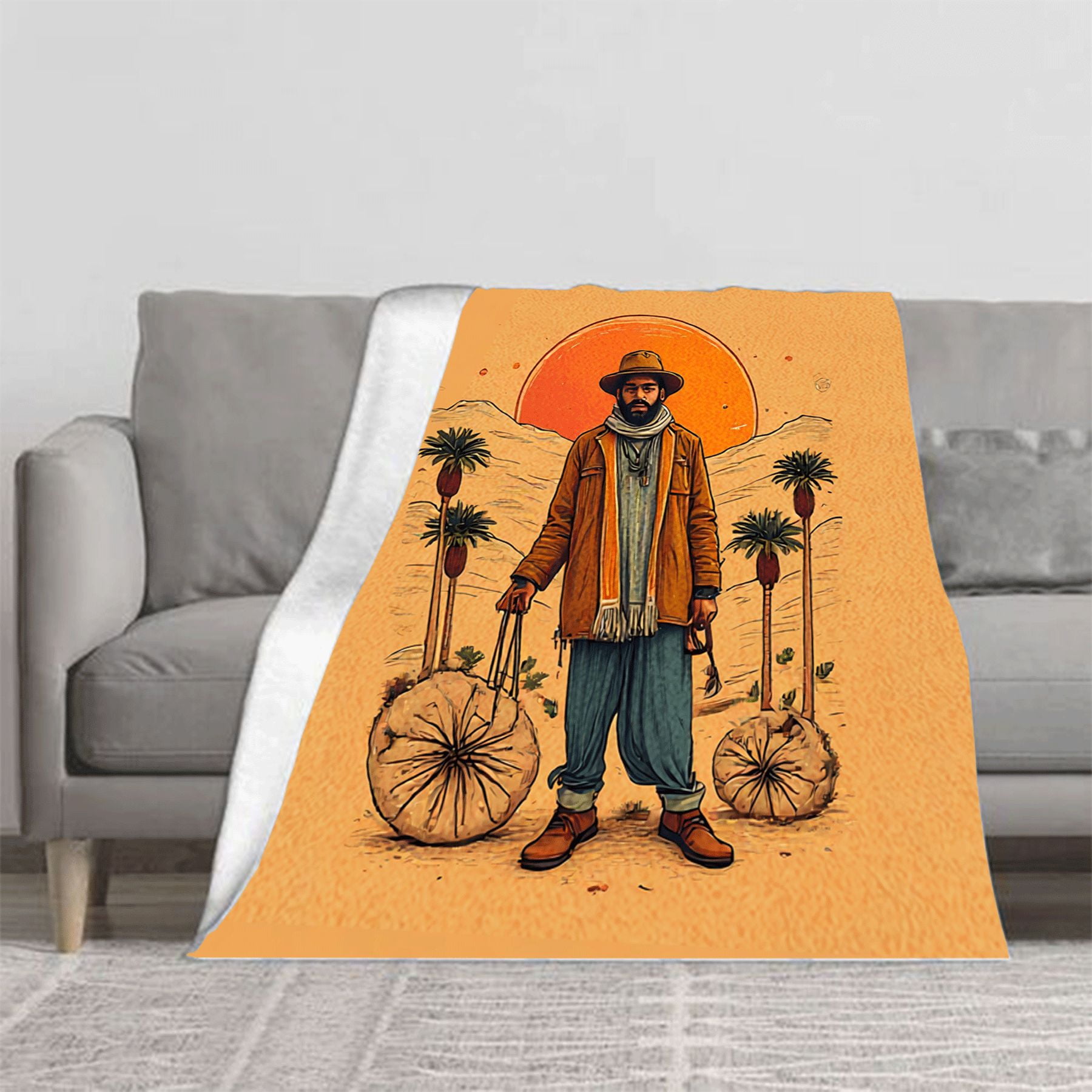 Cozy Durable Soft Flannel Blanket - Warm Desert Sunset Design Perfect ...