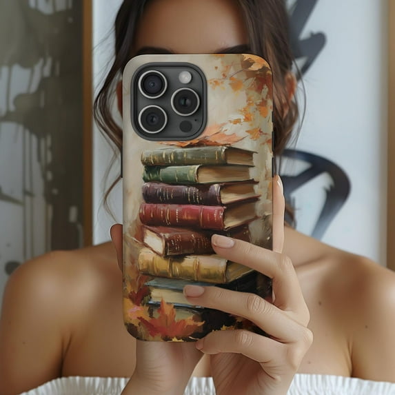 Cozy Fall Book Stack Autumn Bookish Leaves Phone Case with iPhone 17 to 11 Pro Max - Walmart.com