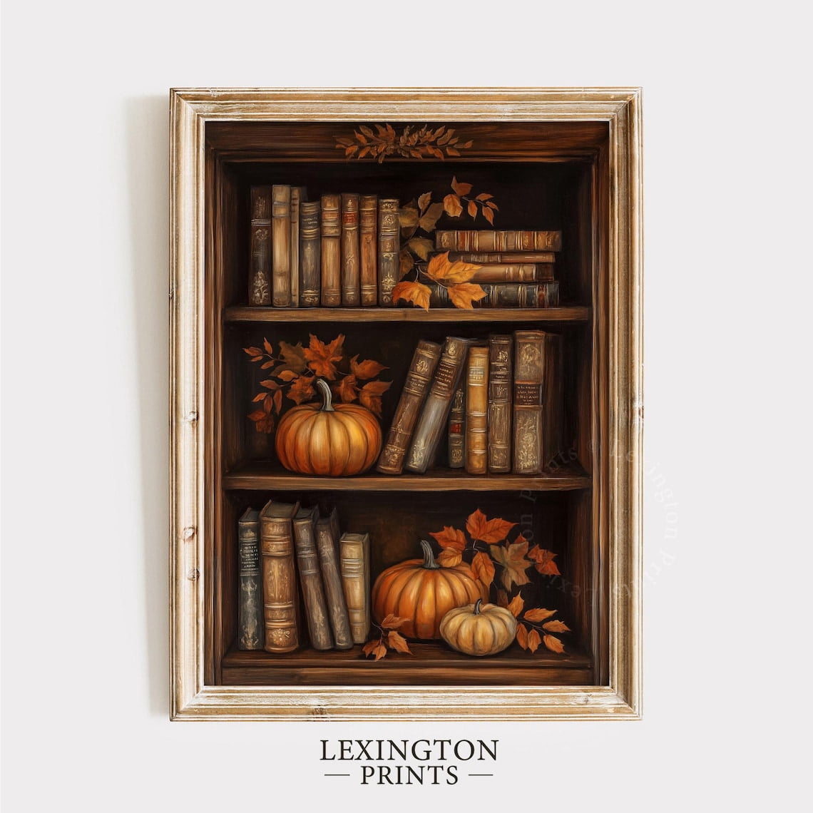 Cozy Fall Bookshelf Dark Academia Wall Art, Unframed Paper Print Size ...