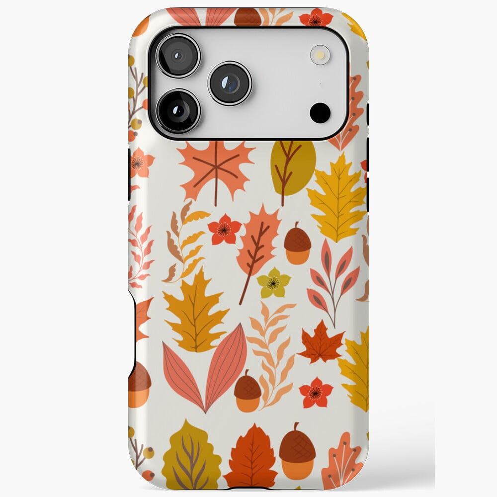 Cozy Fall Leaves Pattern in Warm Autumn Colors iPhone 11 through 17 Pro ...