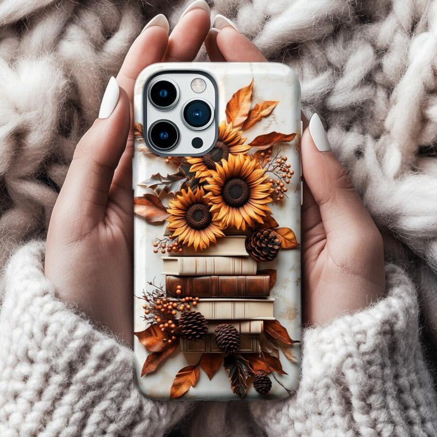 Cozy Fall Sunflower and Books Phone Case for Book Lovers with iPhone 11 ...