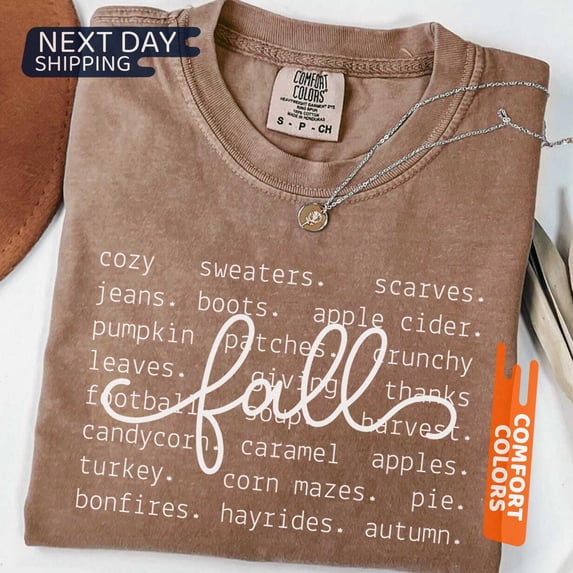Cozy Fall TShirt Autumn Season Favorite Word Tee Boho Fall Pumpkin ...