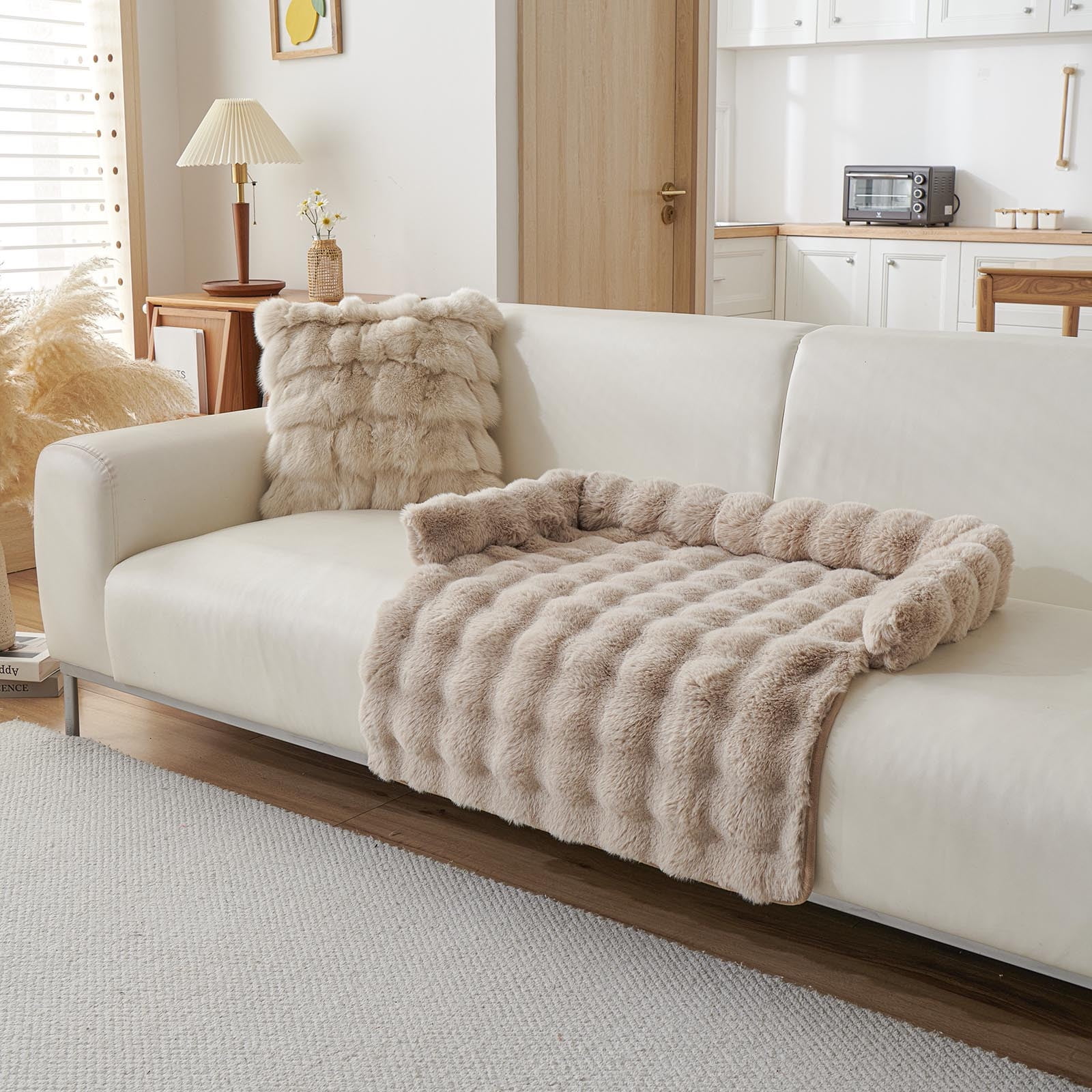 Cozy Faux Fur Dog Bed Mat for Couch Washable Furniture Protector with ...