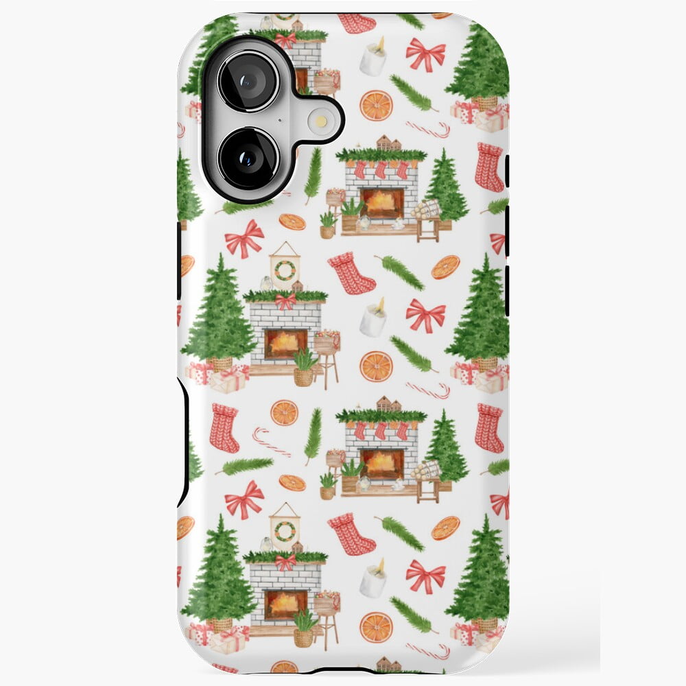 Cozy Fireplace Pattern Warm Holiday Art iPhone Case for iPhone 17 ...