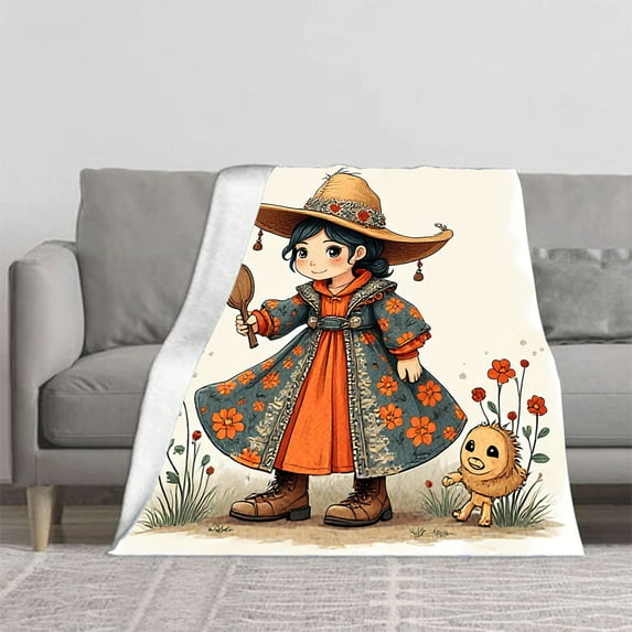 Cozy Flannel Blanket - Soft Warm Durable Floral Pattern Design for Sofa ...