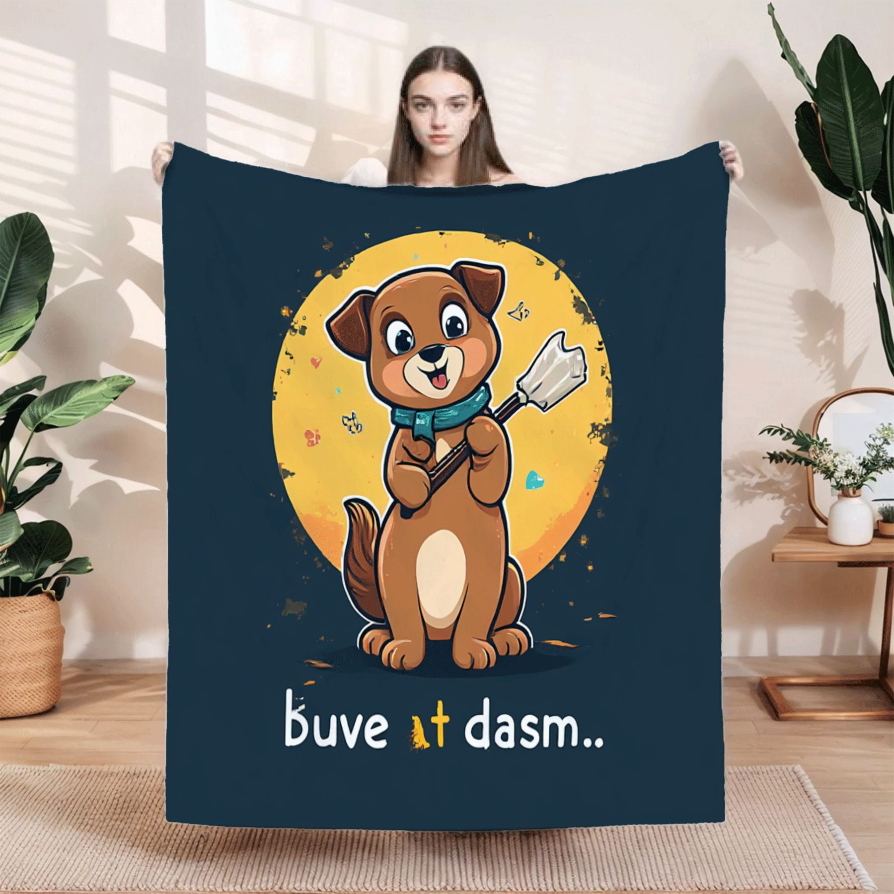 Cozy Flannel Blanket - Soft Warm Durable with Whimsical Cartoon Dog ...