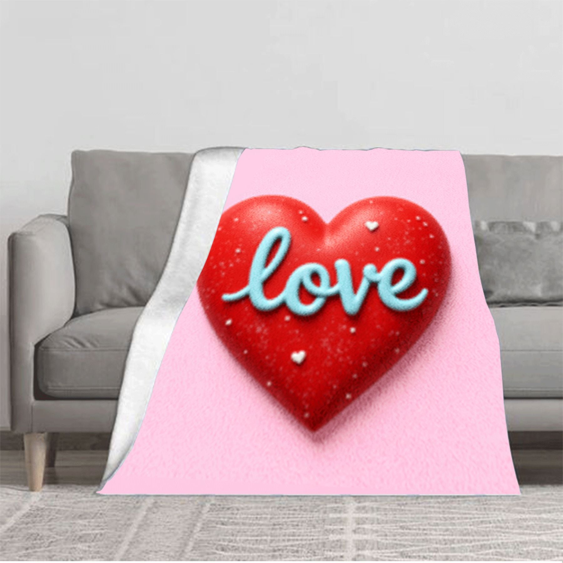 Cozy Flannel Blanket - Soft & Warm Heart - Shaped Design with ' Love ...