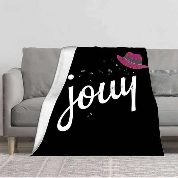 Cozy Flannel Blanket - Soft & Warm Stylish Cursive ' Joy ' Design with ...