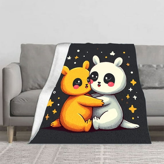 Cozy Flannel Blanket with Adorable Cartoon Characters - Soft Warm ...