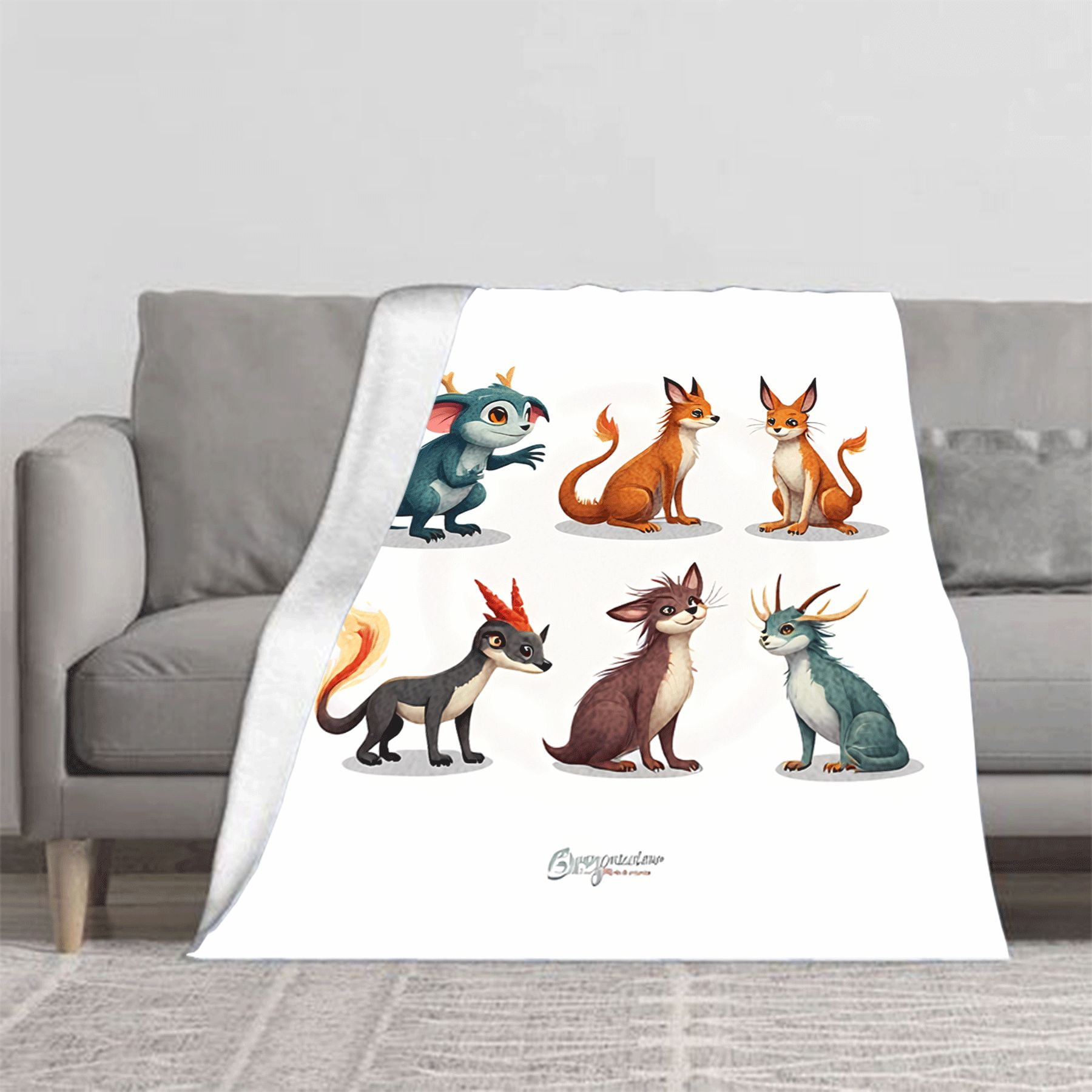 Cozy Flannel Blanket with Adorable Cartoon Foxes - Soft Warm Perfect ...