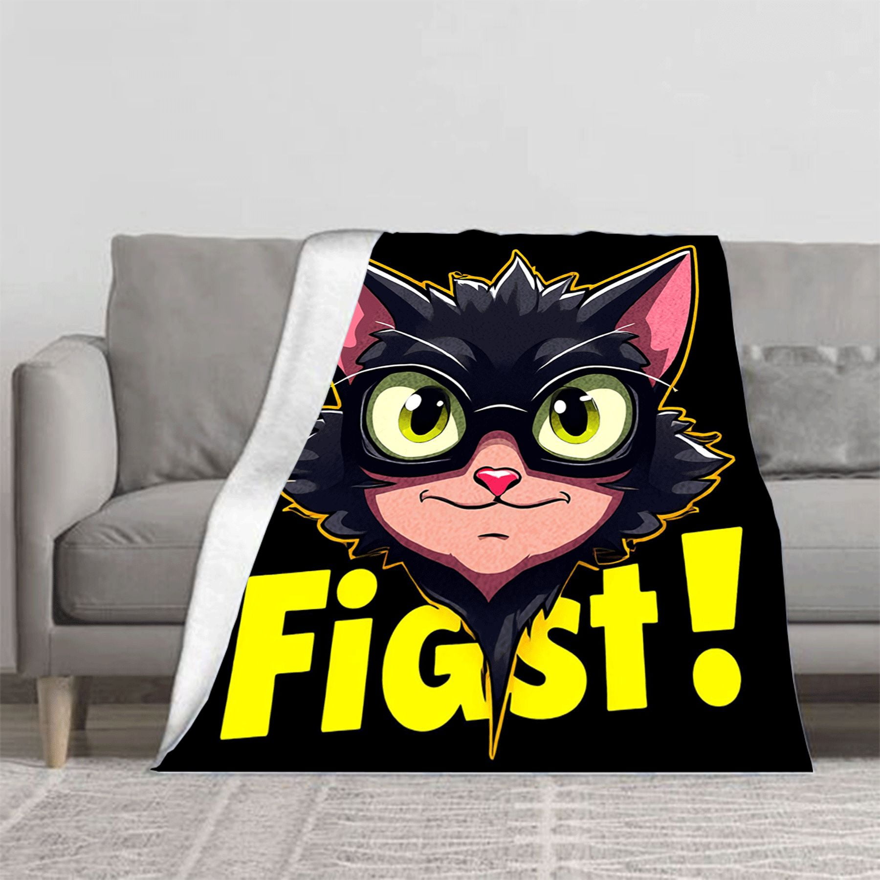 Cozy Flannel Blanket with Cartoon Cat Design - Soft Warm Perfect for ...