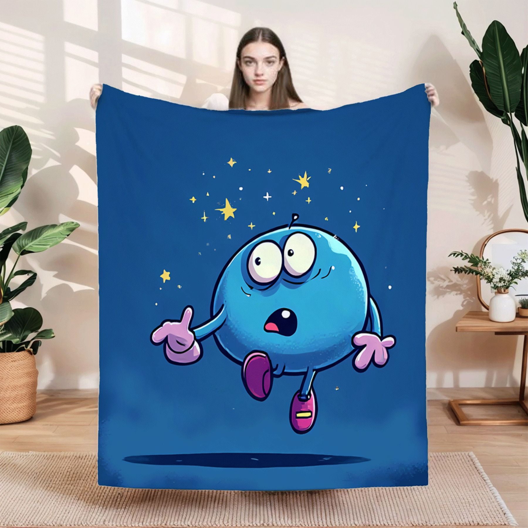 Cozy Flannel Blanket with Cartoon Character Design - Soft Warm Perfect ...