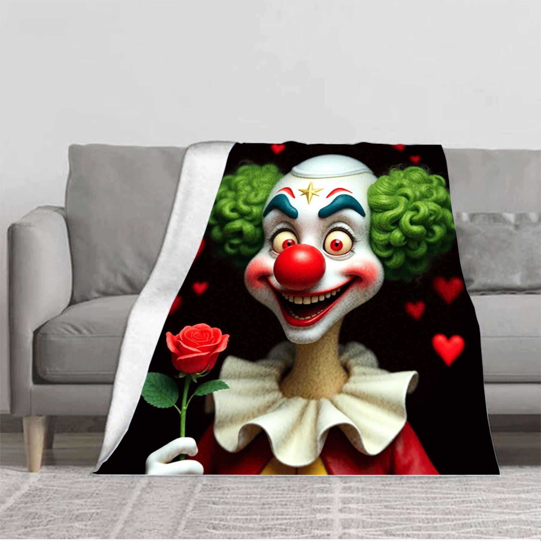 Cozy Flannel Blanket with Cartoon Clown Design - Soft Warm Perfect for ...