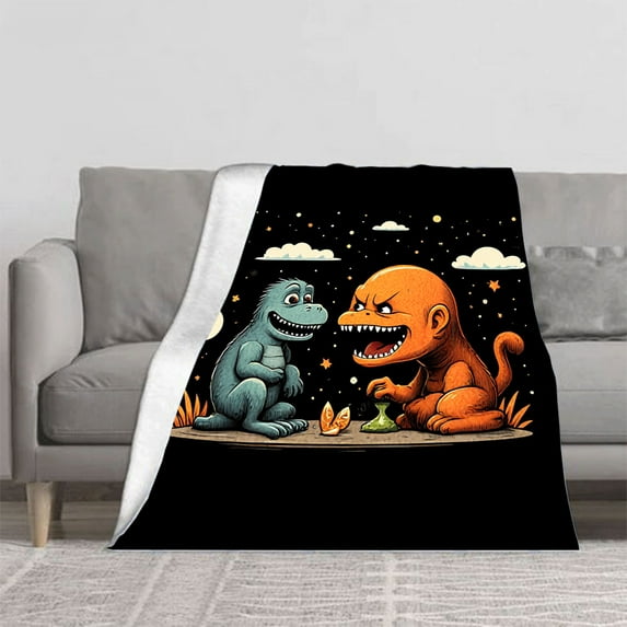 Cozy Flannel Blanket with Cartoon Dinosaurs Design - Soft Warm Perfect ...